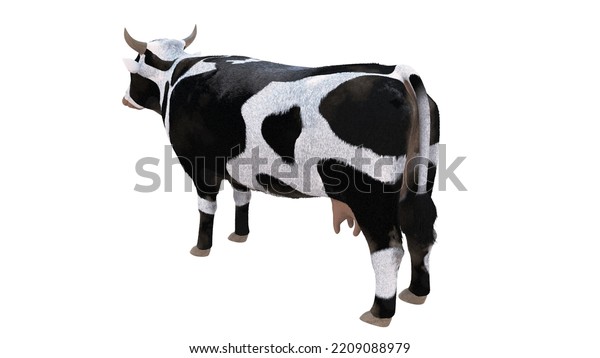 Back View Black White Cow Isolated Stock Illustration 2209088979 ...