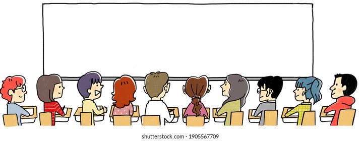 Back View Student Taking Lecture Stock Illustration 1905567709