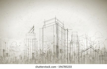 Background Conceptual Image Construction Sketch Plan Stock Illustration ...