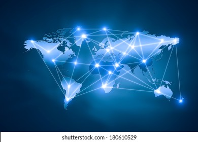 Digital World Map Linked By Lines Stock Vector (Royalty Free) 618290165 | Shutterstock
