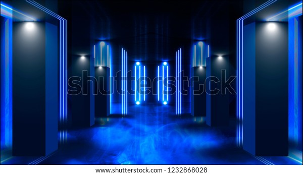 Background Empty Hall Columns Dark Room Stock Illustration 1232868028