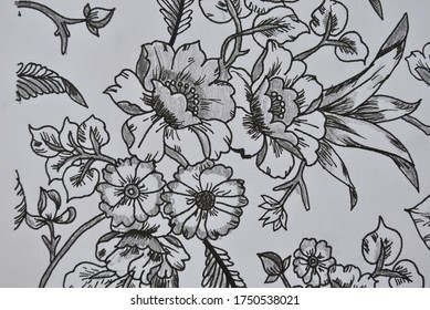 Background Flower Pattern Pencil Drawing Coloring Stock Illustration ...