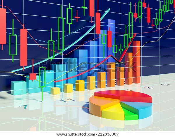 Background Growing Bar Graphs Pie Chart Stock Illustration 222838009