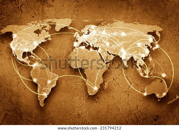 Background Image World Map Connection Lines Stock Illustration ...