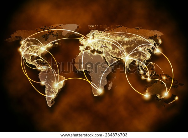 Background Image World Map Connection Lines Stock Illustration ...