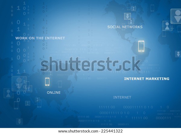 Background World Map Mobile Phone Icon Stock Illustration 225441322 ...