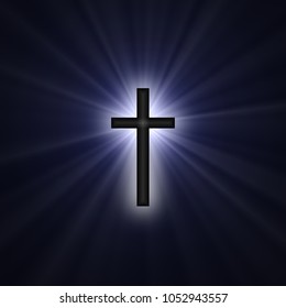 Backlit Cross On Black Background Stock Illustration 1052943551 ...