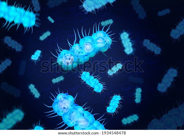 Bacteria Colony Under Microscope Illustration Laboratory Stock ...