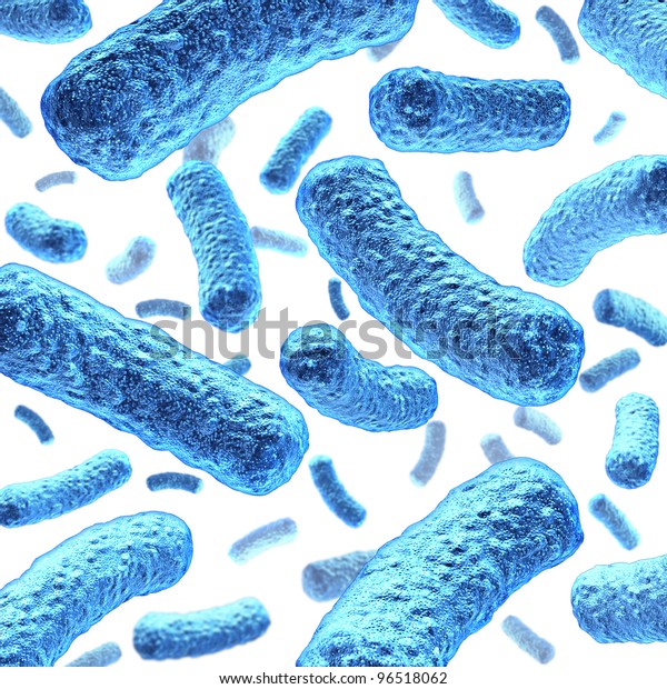 Bacterium and bacteria cells floating in microscopic space as a medical ...
