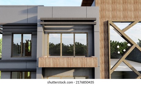 Balcony View Architecture Construction Parallel Facade Stock ...