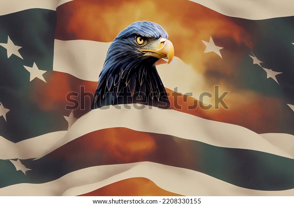 Bald Eagle Head Usa Flag Pattern Stock Illustration 2208330155 ...