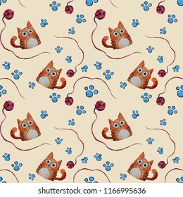 Ball Threads Cat Background Stock Illustration 1166995636 | Shutterstock