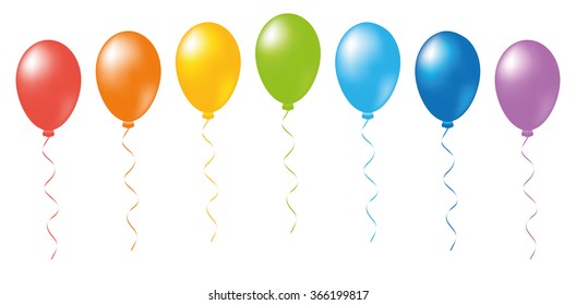 Balloons Rainbow Isolated Objects On White Stock Illustration 366199817 ...