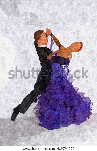 Ballroom Dances Program Slow Waltz Viennese 스톡 일러스트 489794272