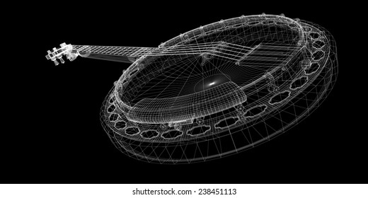 Banjo Model 5 String Body Structure Stock Illustration 238451089