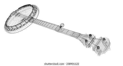 Banjo Model 5 String Body Structure Stock Illustration 238901125 ...