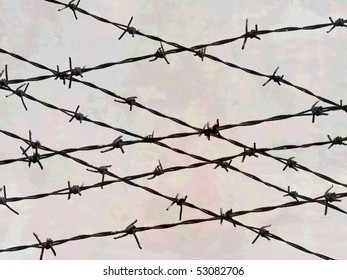 Barbed Wire Fence Elements Texture Background 스톡 일러스트 53082706 ...