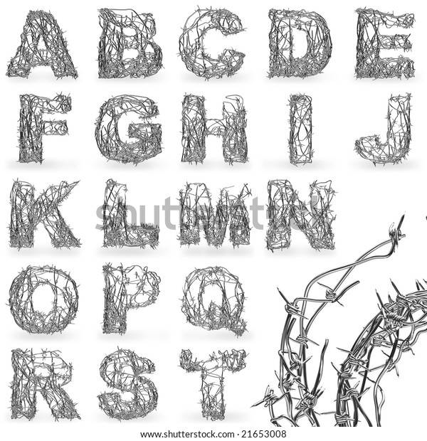 Barbed Wire Font Part One All Stock Illustration 21653008 | Shutterstock