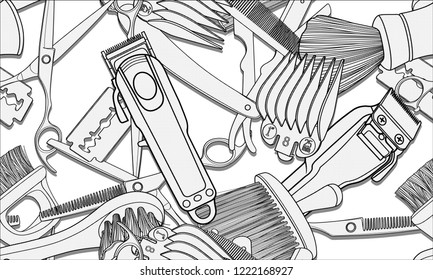 Barber Tools Pattern Illustration Stock Illustration 1222168927 ...