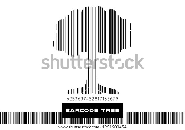 Barcode Tree Shape Poster Design Black: ภาพประกอบสต็อก 1951509454 ...
