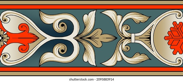 Baroque Border Design Seamless Repeat Stock Illustration 2095883914 ...
