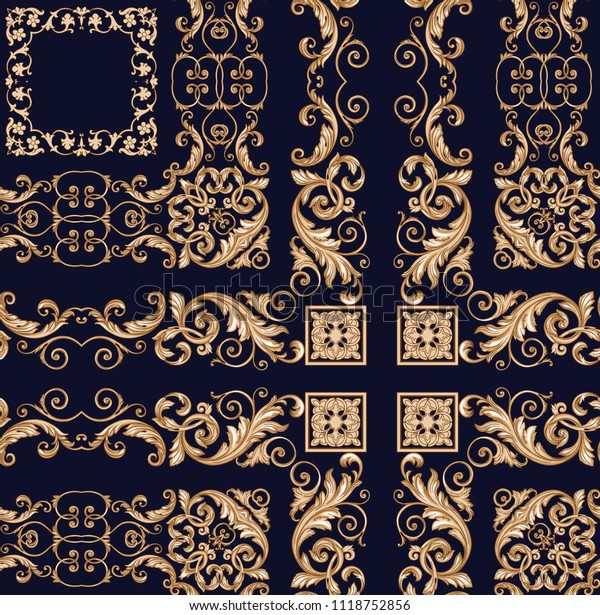 Baroque Border Ornament Seamless Pattern Stock Illustration 1118752856