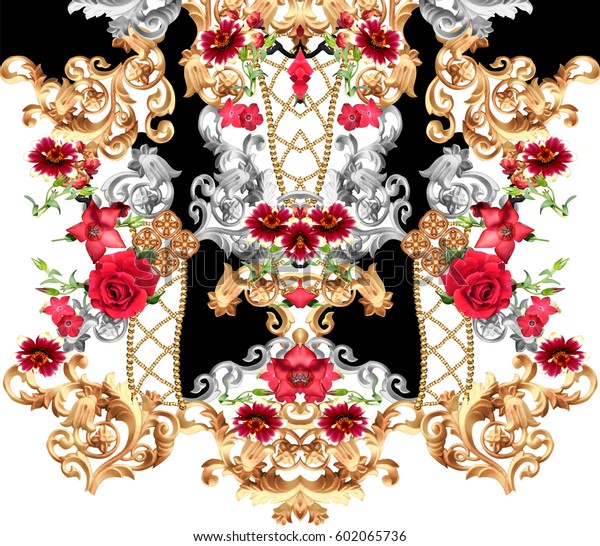 Baroque Flower Stock Illustration 602065736