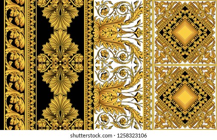 Baroque Pattern Gold Stock Illustration 1258323106 | Shutterstock