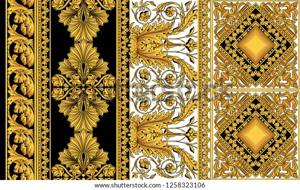 Baroque Pattern Gold Stock Illustration 1258323106