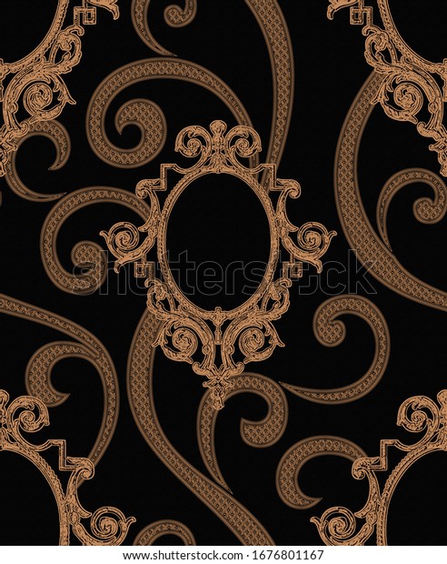 Baroque Rococo Style Wallpaper Design European Stock Illustration ...