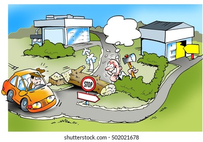 Barriers Blocking Way Next Workshop Stock Illustration 502021678 ...