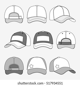 Baseball Cap Front Back Side View Stock Illustration 517934551 ...