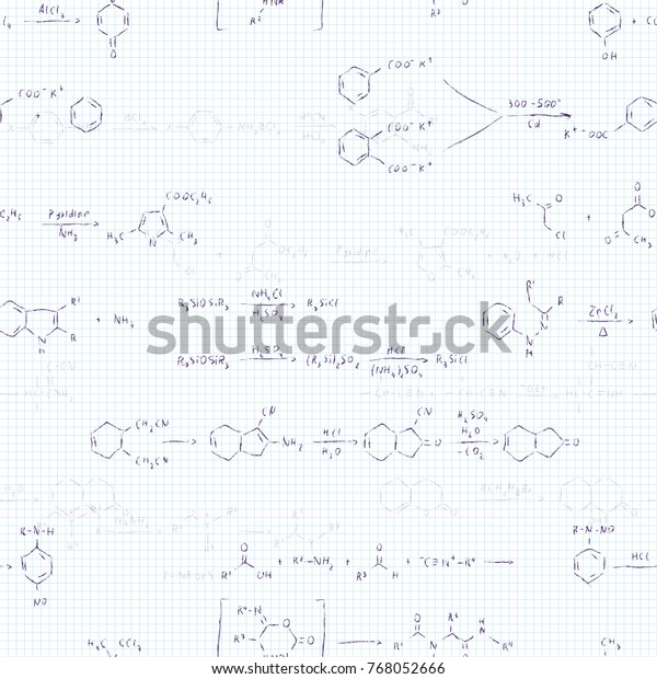 Basic Chemical Reaction Equations Formulas Pen Stock Illustration ...