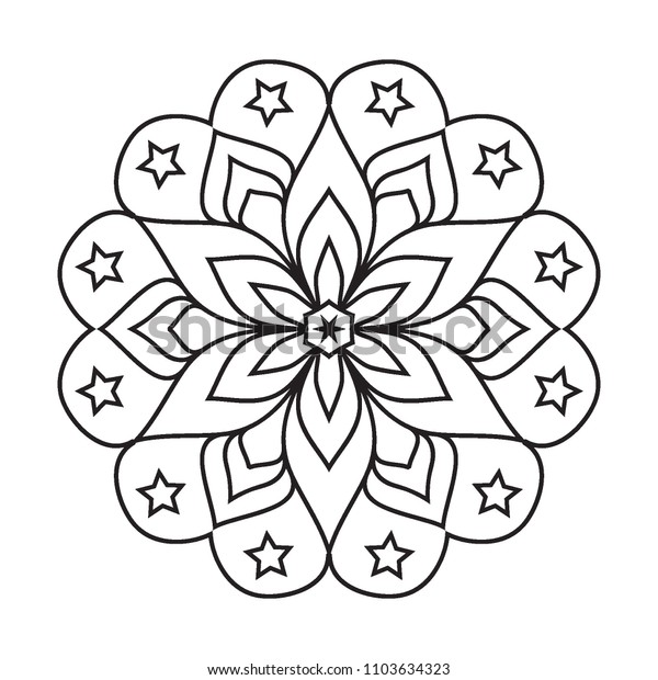 Basic Easy Mandala Jumbo Size Beginners Stock Illustration 1103634323