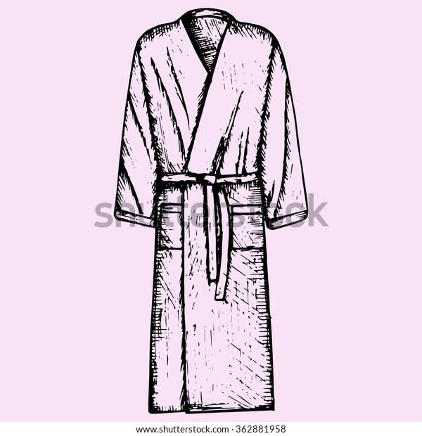 Bath Robe Robe Shower Bathrobe Doodle Stock Illustration 362881958