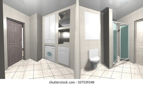 Bathroom 3d Rendering Illustration Interior Design Stock Illustration ...