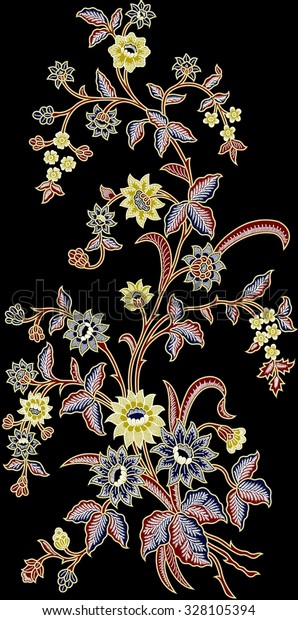Batik Design Flower Stock Illustration 328105394