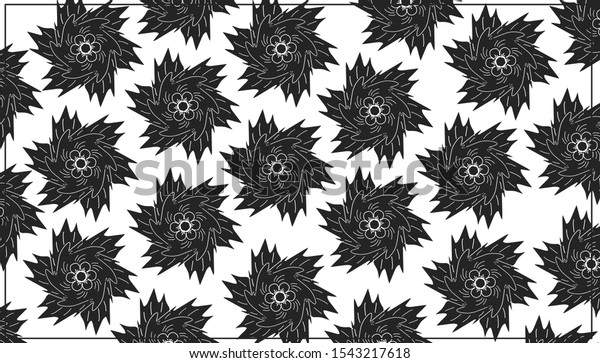 Batik Pattern Flower Black Indonesia Stock Illustration 1543217618 ...