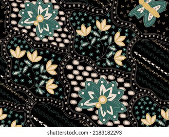 Batik Pattern Indonesia Consists Leaf Flower Stock Illustration ...