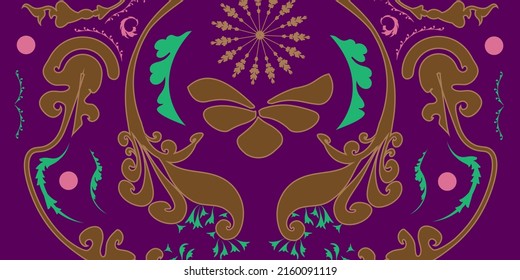 Batik Textile Design Consists Leaf Flowers Stock Illustration ...