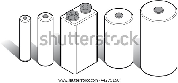 Battery Illustrations Aaa Aa 9v C Stock Illustration 44295160
