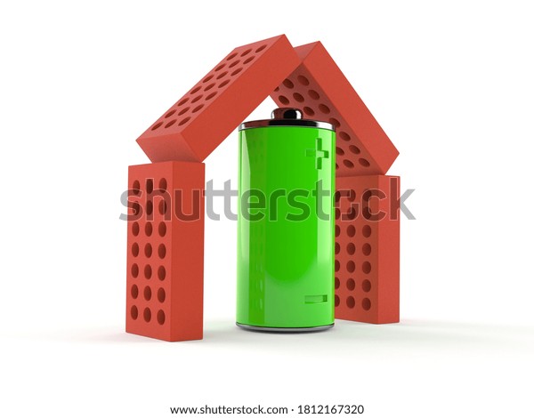 Battery Inside House Bricks Isolated On Stock Illustration 1812167320