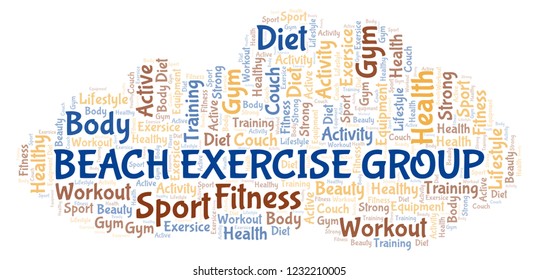Beach Exercise Group Word Cloud: ilustrações stock 1232210005 ...