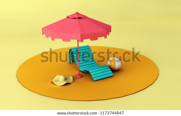 Beach Sun Render 3d Illustraiton Stock Illustration 1173744847 ...