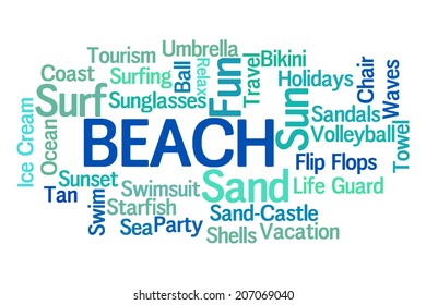Beach Word Cloud White Background Stock Illustration 207069040 ...