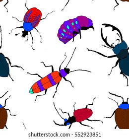 Beatles Insect Seamless Pattern Background Illustration Stock ...