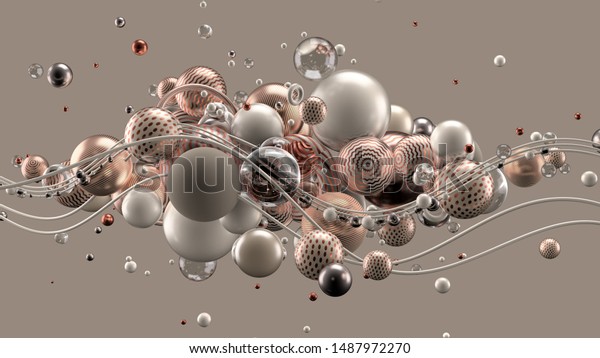 Beautiful abstract background with volume elements, balls, texture ...