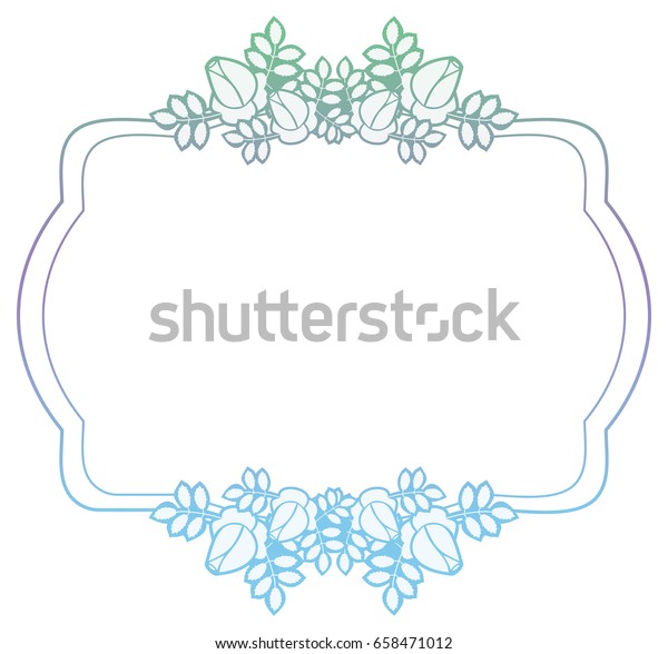 Beautiful Flower Frame Gradient Filled Color Stock Illustration ...