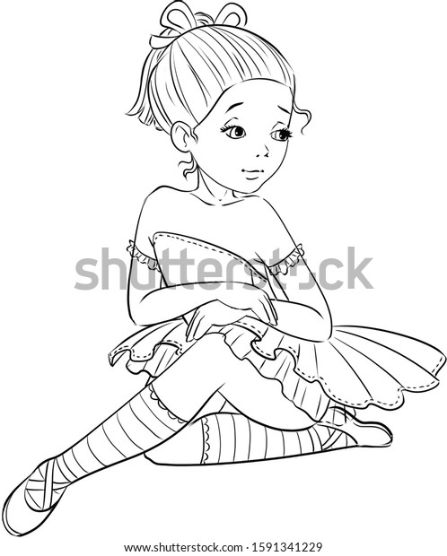 Beautiful Little Ballerina Girl Outline Coloring Stock Illustration ... Beautiful Little Ballerina Girl Outline Coloring Stock Illustration ...