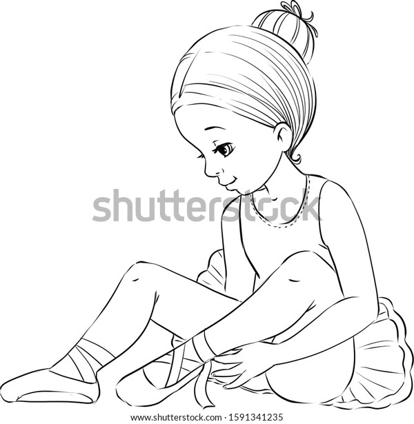 Beautiful Little Ballerina Girl Outline Coloring Stock Illustration ... Beautiful Little Ballerina Girl Outline Coloring Stock Illustration ...